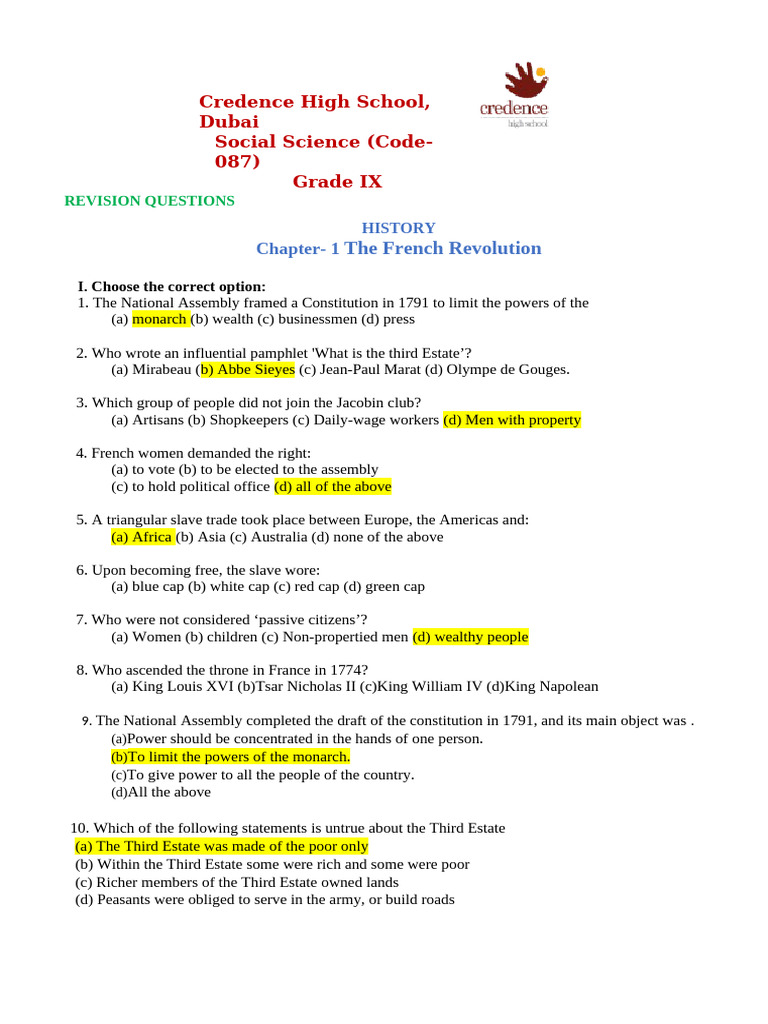 Grade 9 Revision Worksheet - Ak | PDF | Vladimir Lenin | Political Science