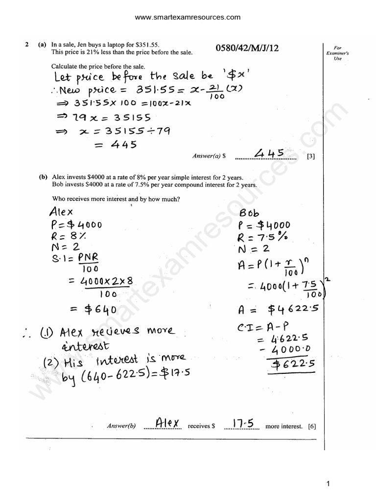 IGCSE Past Papers Math Solved Questions and Answers 1 Paper 4 Topic ...