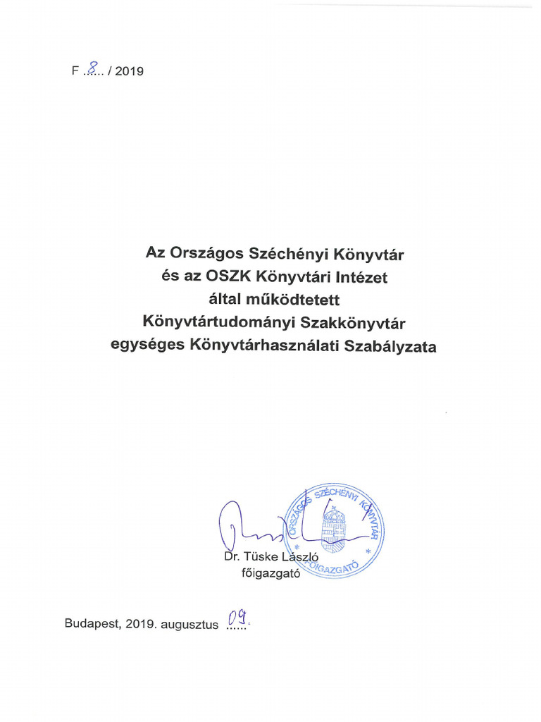 OSZK - KSZK Könyvtárhasználati Szabályzat | PDF