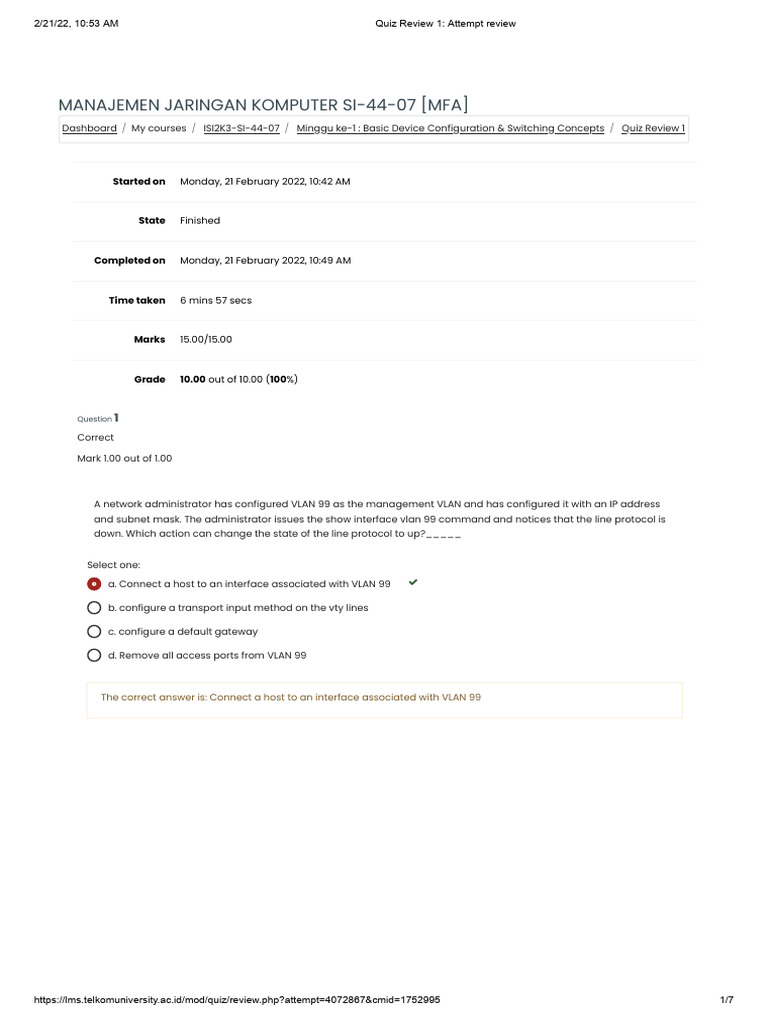 Quiz Review 1 - MANJARKOM | PDF | Network Switch | Computer Engineering