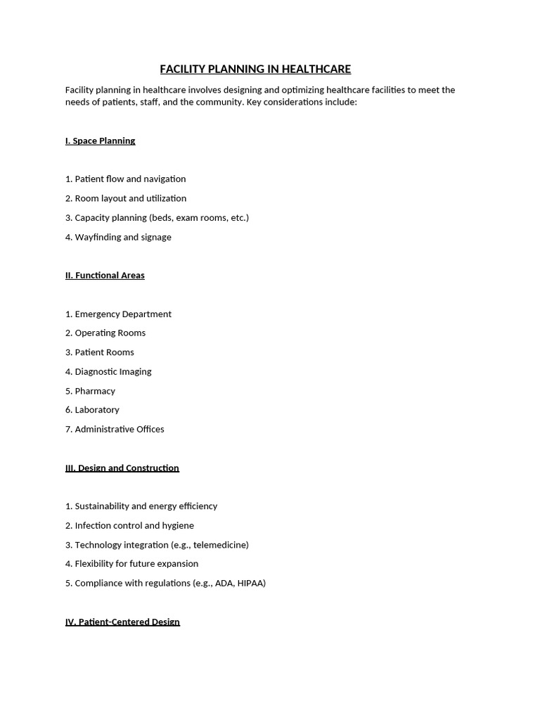 Healthcare Facility Planning Guide | PDF | Hospital | Health Care