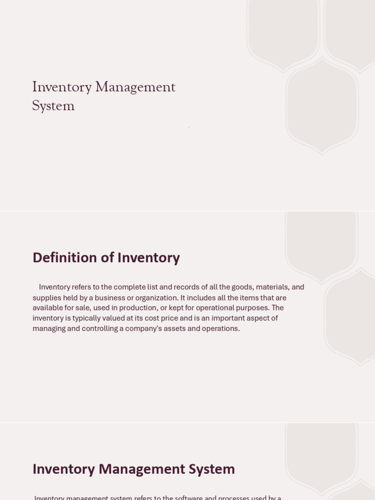 Inventory Management System | PDF | Inventory | Business
