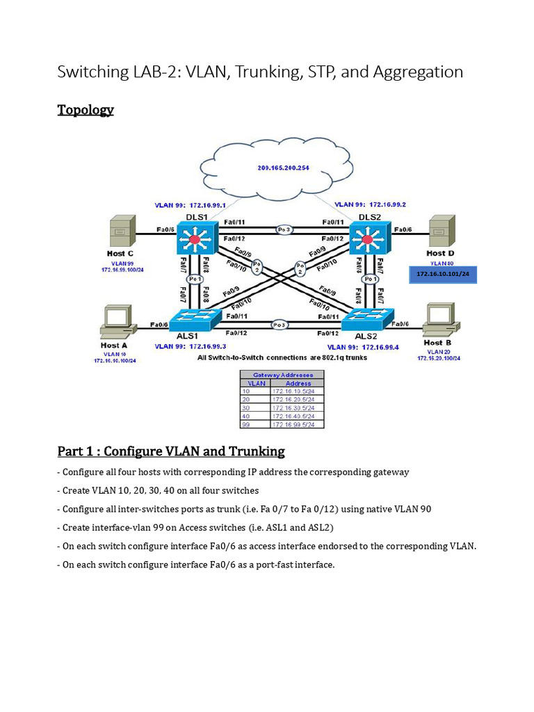 VLAN Configuration and STP Setup Guide | PDF | Telecommunications ...