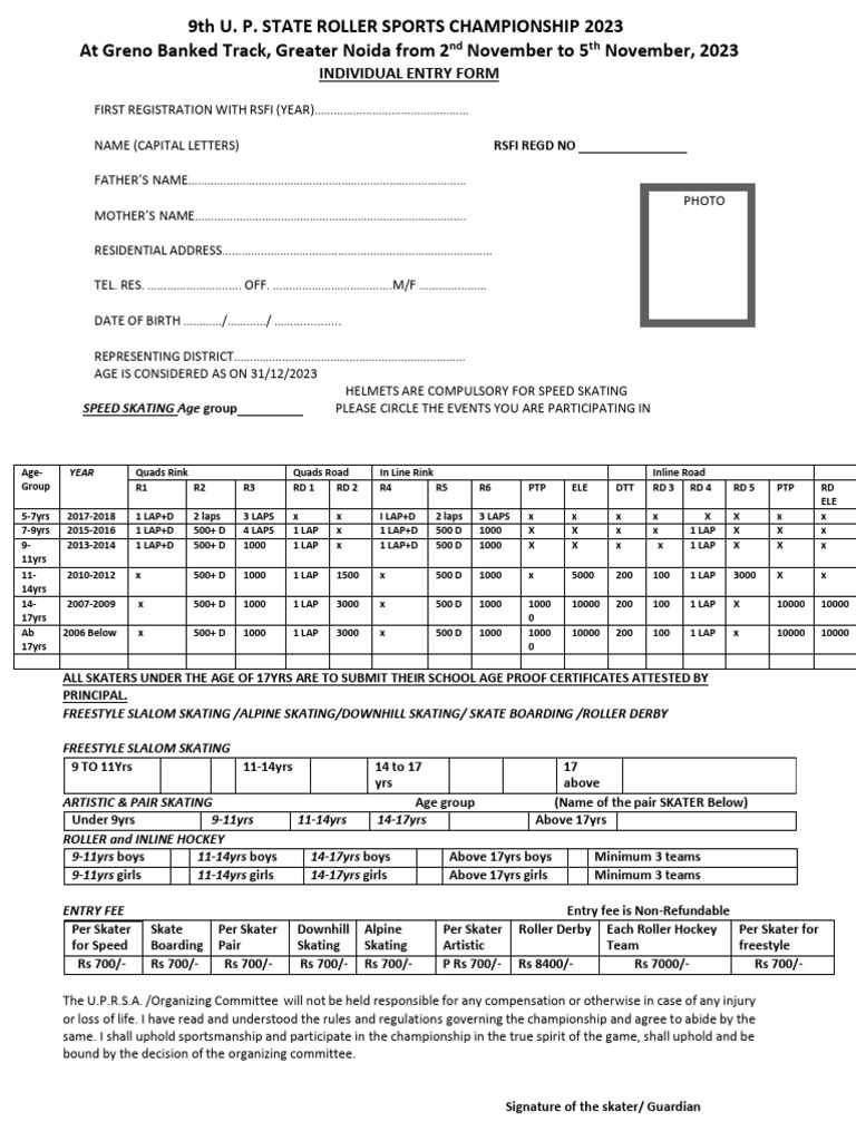 Form 9th Up State - 2-1 | PDF | Roller Skating | Skating
