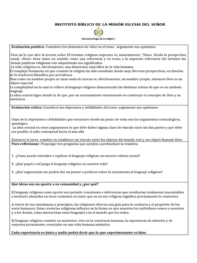 Complejidad del Lenguaje Religioso | PDF | Experiencia | Dios