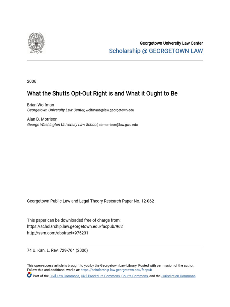 What The Shutts Opt-Out Right Is and What It Ought To Be | PDF | Class ...