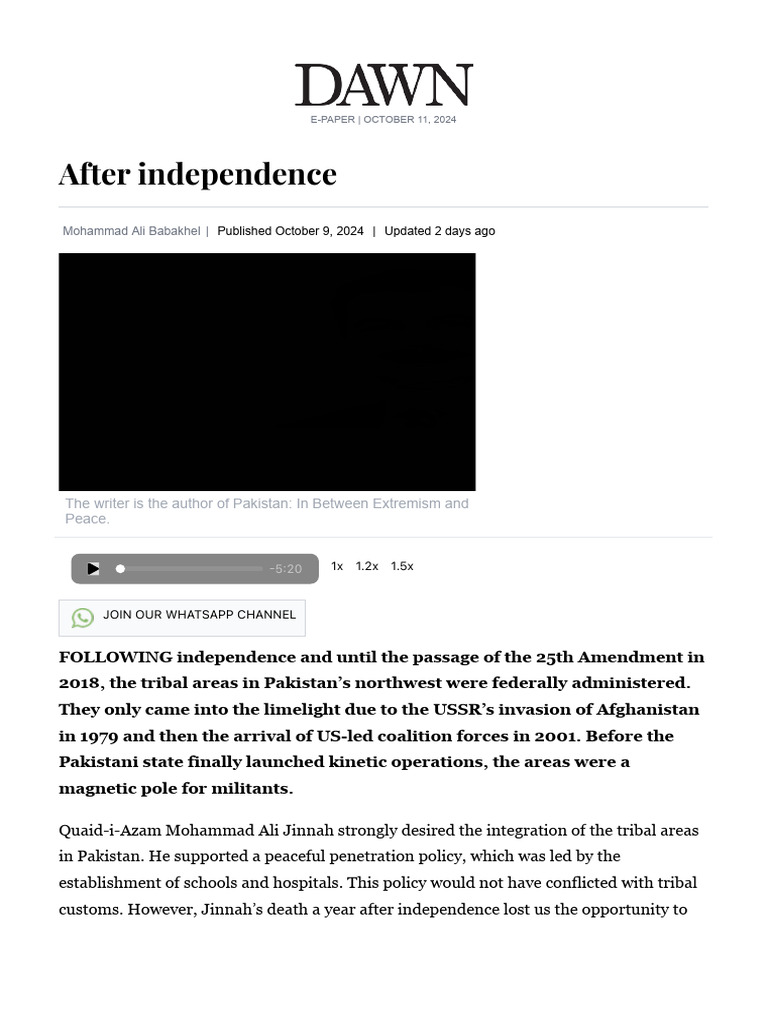 After Independence - Newspaper | PDF | Federally Administered Tribal ...