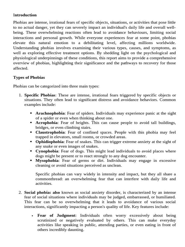 Introduction | PDF | Phobia | Anxiety