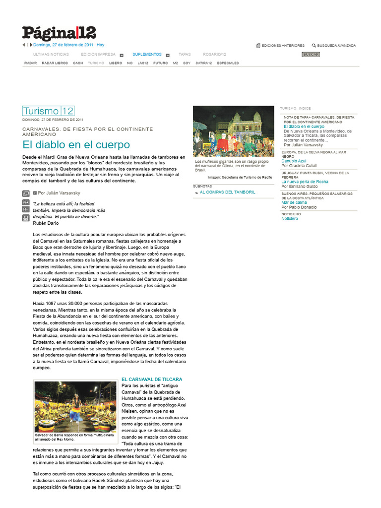 Carnavales: Tradición y Sincretismo | PDF | Carnaval