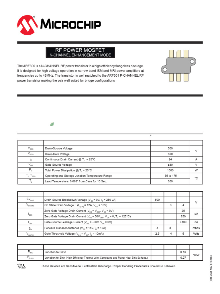 ARF300 RF Power Transistor Data Sheet | PDF | Field Effect Transistor ...