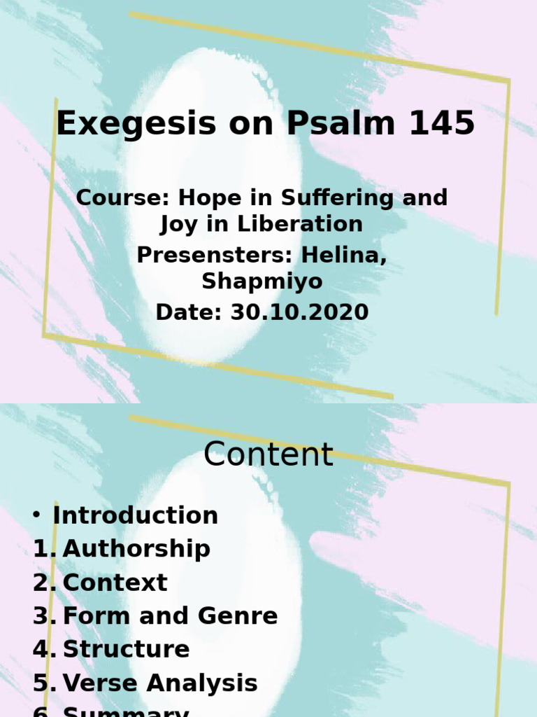 Exegesis of Psalm 145: Themes and Structure | PDF | Psalms | Lord's Prayer