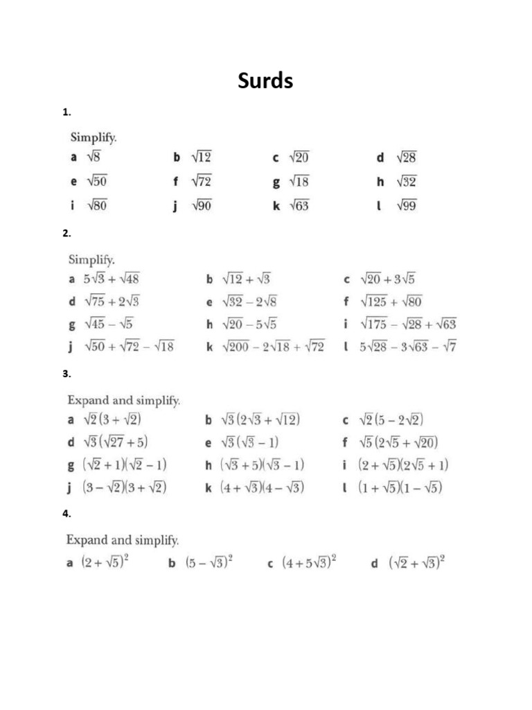 Surds | PDF | Teaching Methods & Materials | Science & Mathematics