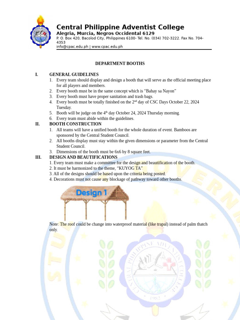 CSC DAYS Guidelines Department Booth | PDF