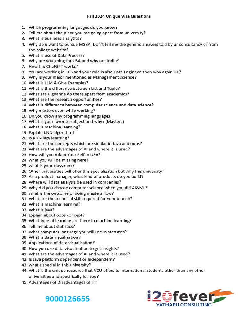 Fall 2024 Unique Visa Questions - V3 | PDF | Machine Learning ...