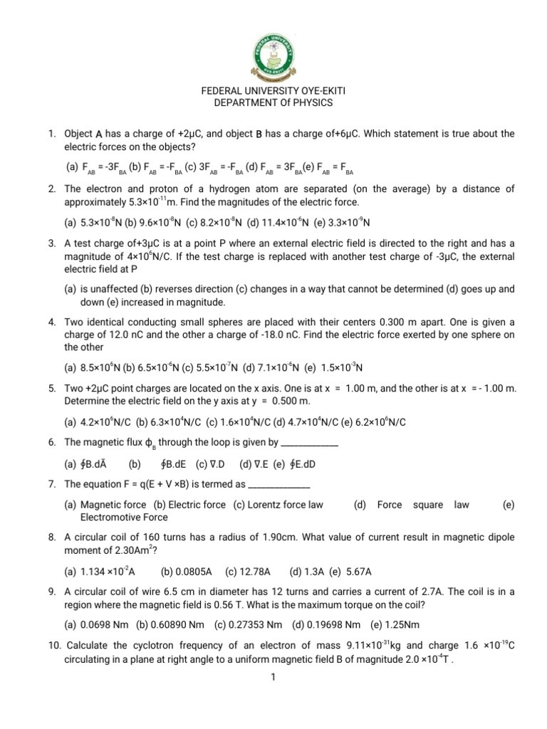 Phy 102 Questions - Recover | PDF