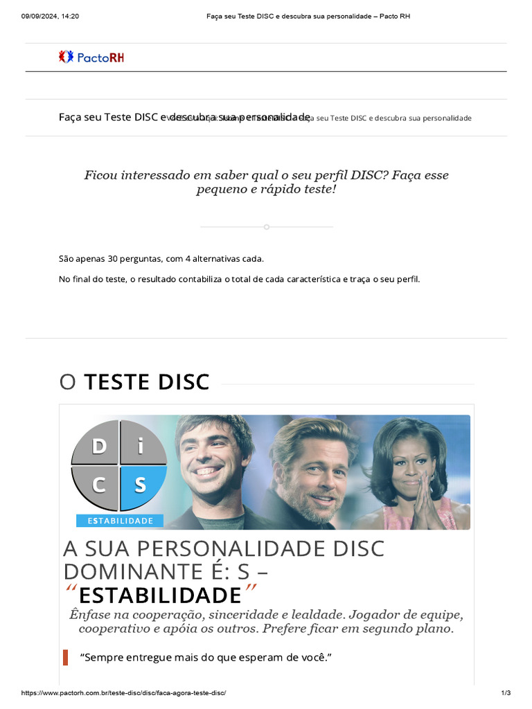 Teste DISC: Descubra sua Personalidade | PDF