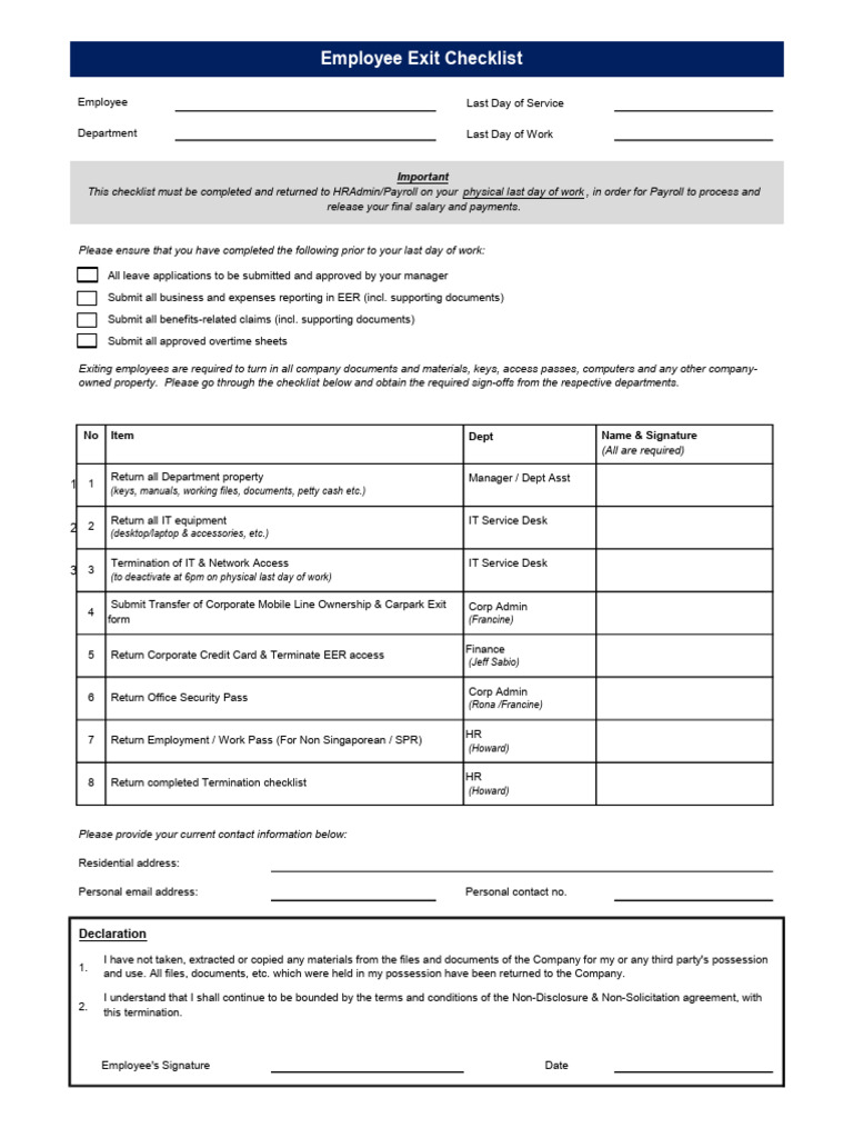 Termination Checklist APLL (Updated) 2024-10-17 | PDF | Business