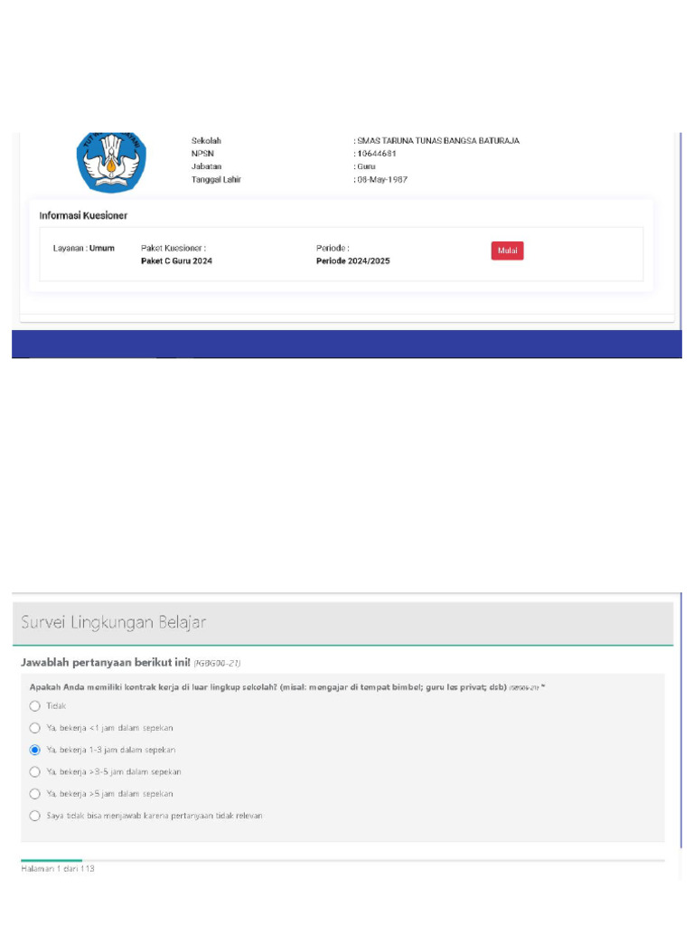 Data Isi Sulingjar Paket C | PDF