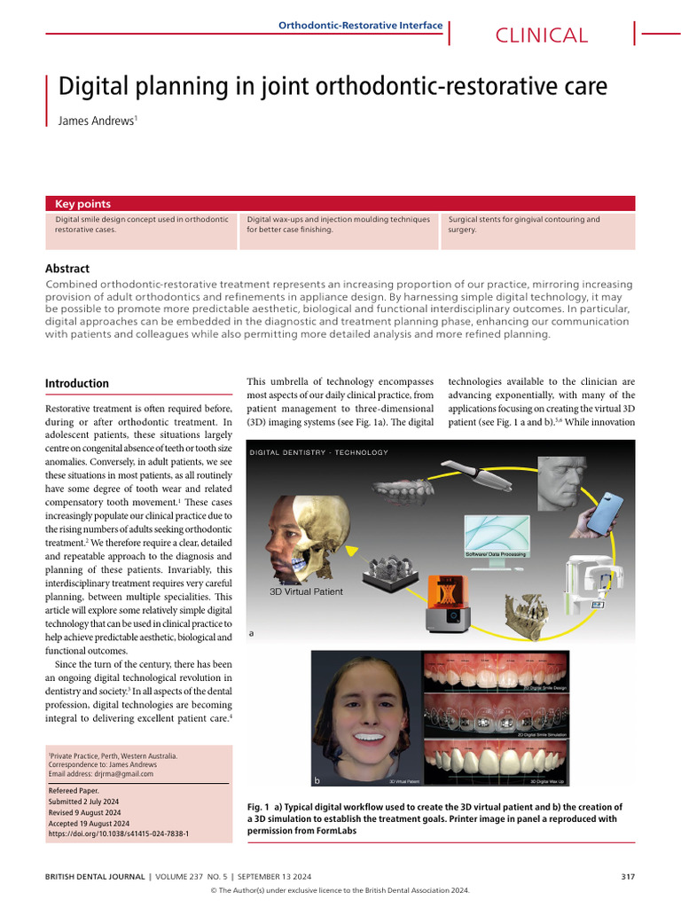 Digital Planning in Orthodontic Care | PDF | Orthodontics | Periodontology