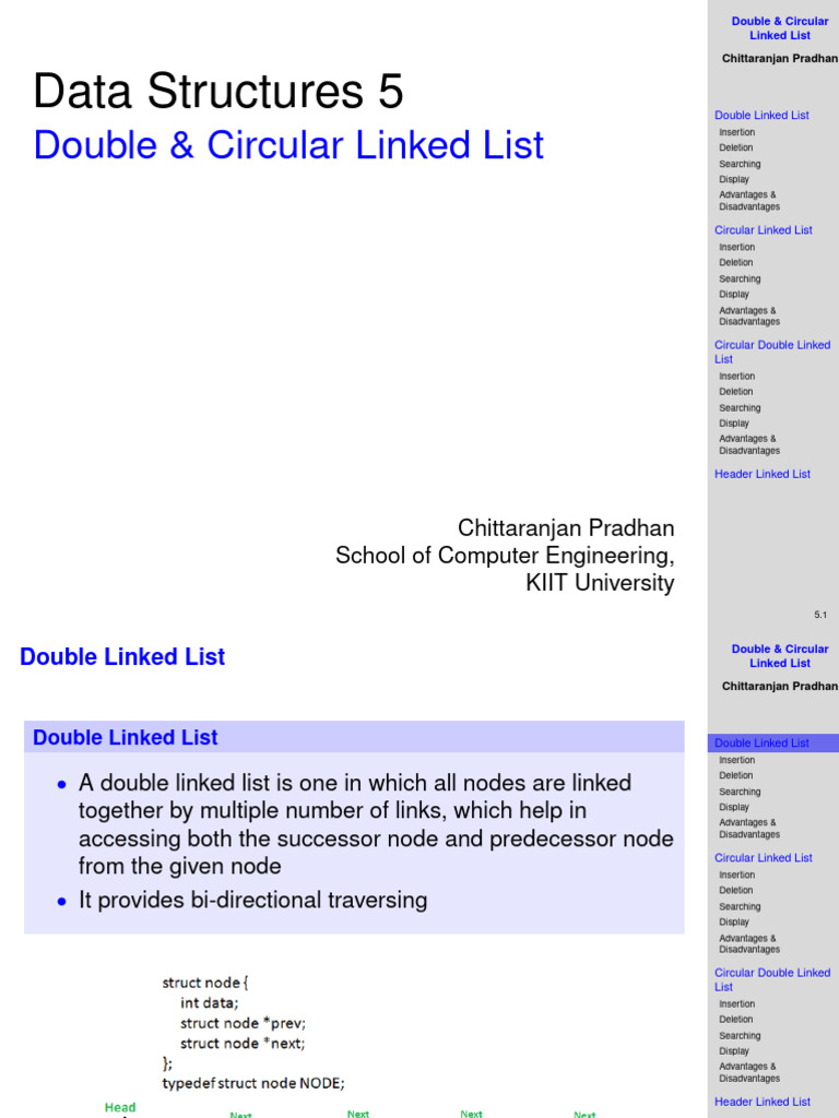 5 - Double & Circular Linked List | PDF | Data | Computer Data