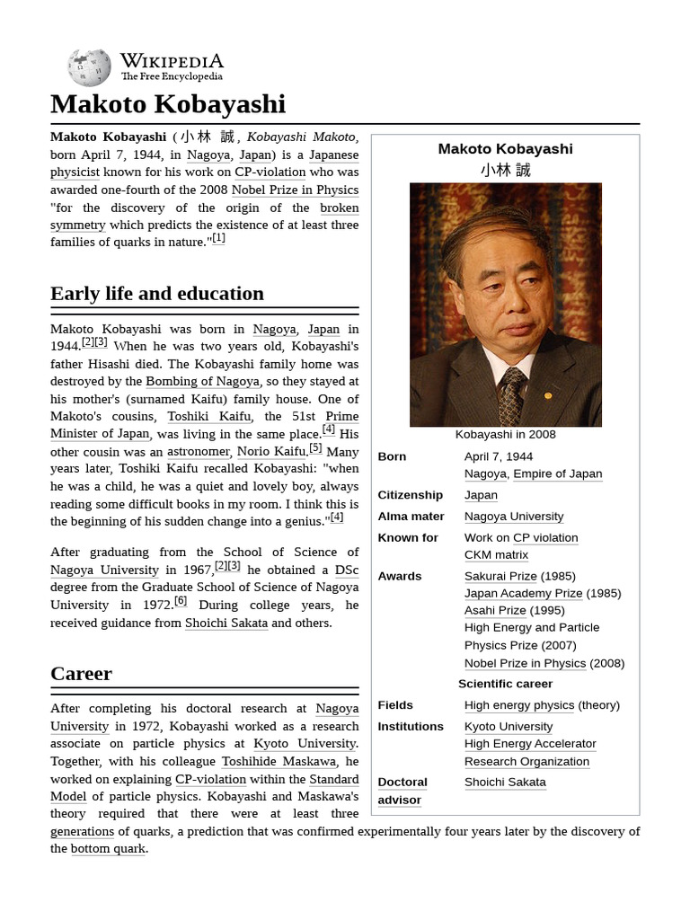 Makoto_Kobayashi | PDF | Particle Physics | Physics