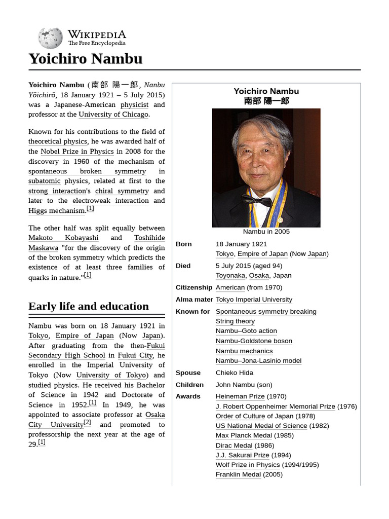 Yoichiro_Nambu | PDF | Quantum Mechanics | Standard Model