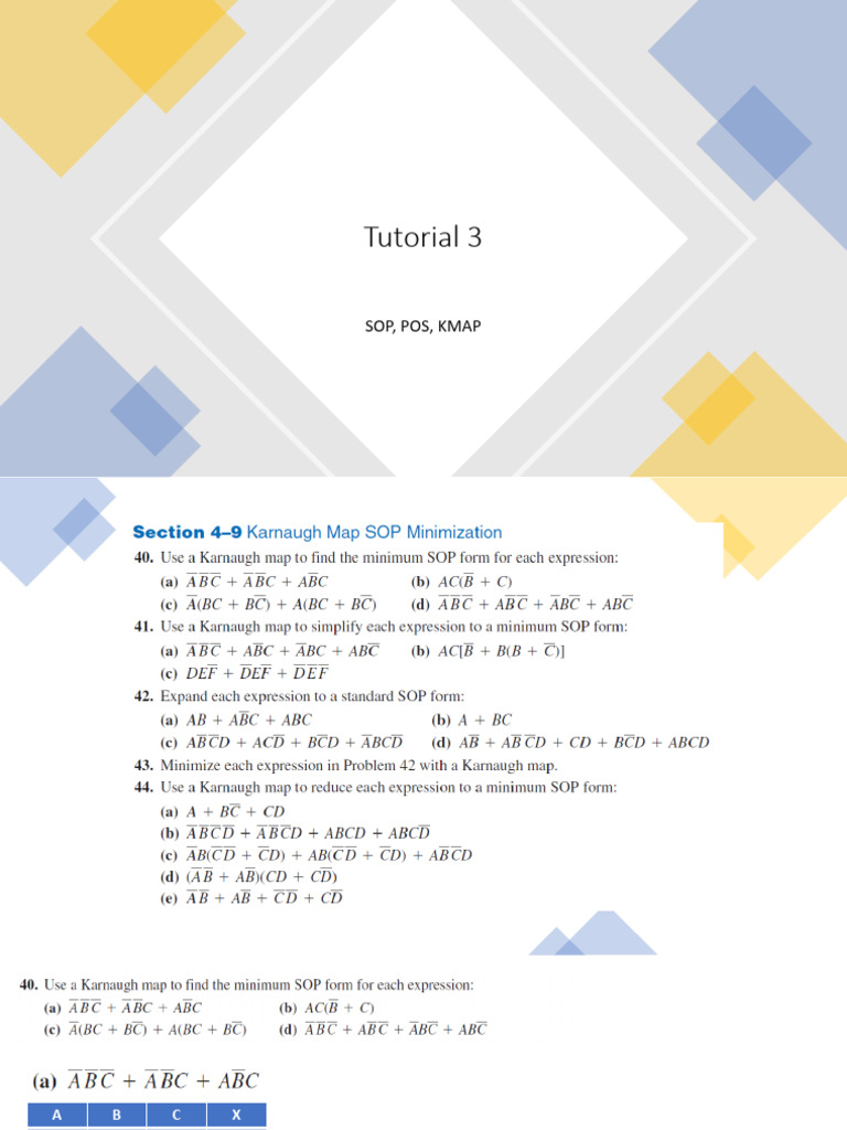 Tutorial SOP, POS, KMap | PDF