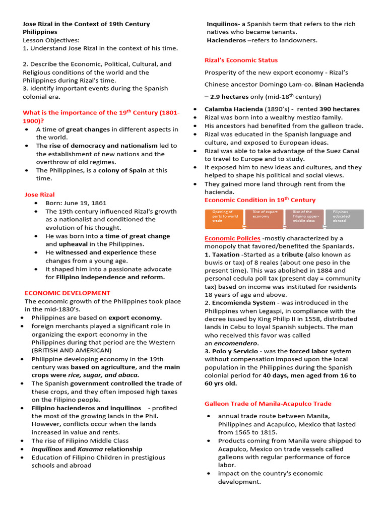 Lesson Outline 19thcentury | PDF | Philippines | Taxes