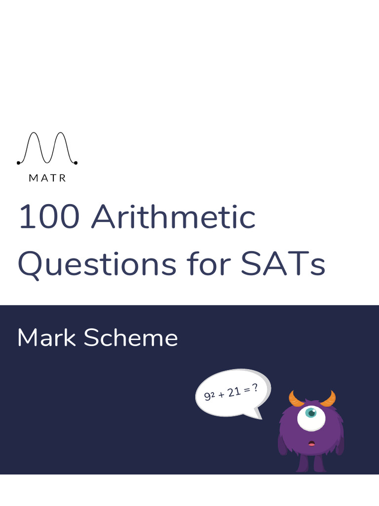 100 Arithmetic Questions For SATs Mark Scheme | PDF | Multiplication | Decimal