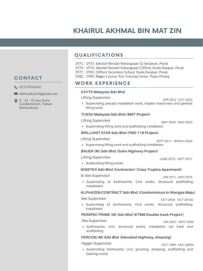 Resume Khairul Akhmal | PDF | Transport | Land Transport