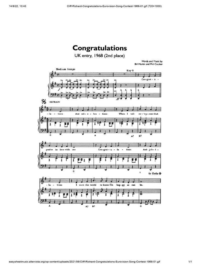 Cliff-Richard - Congratulations - Eurovisión | PDF