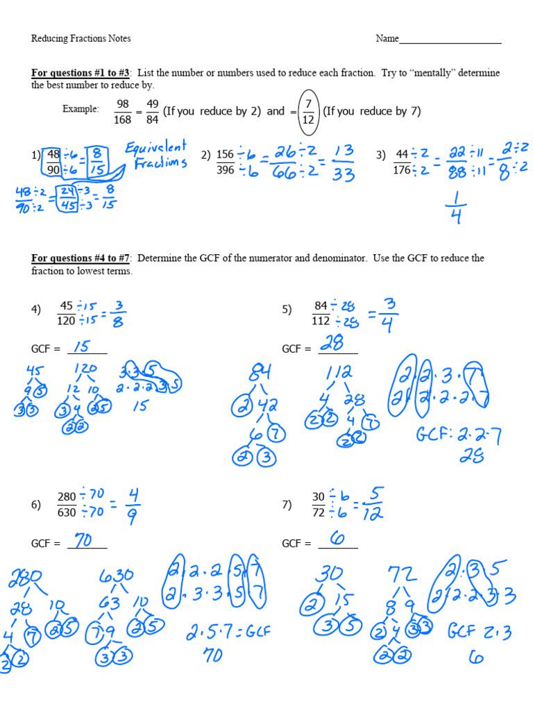 Reducing Fractions via Prime Factorization | PDF | Lexicology ...