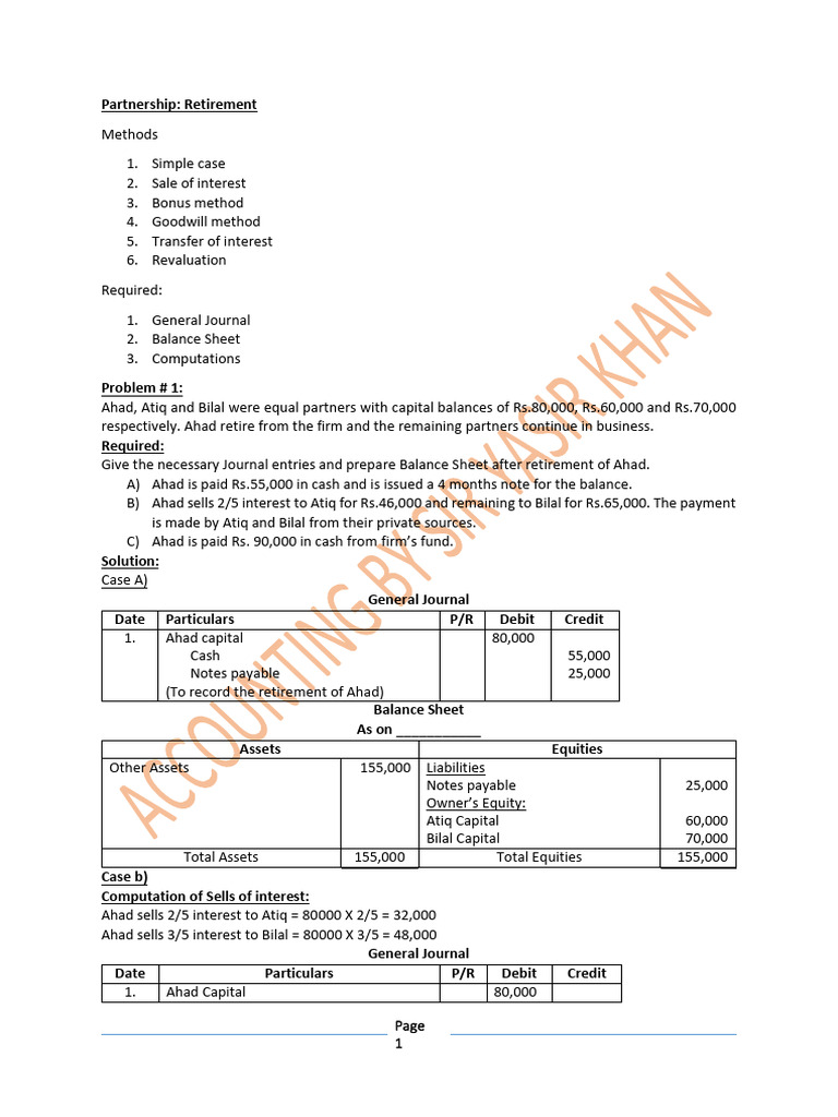 Partnership Retirement 3 | PDF | Debits And Credits | Balance Sheet