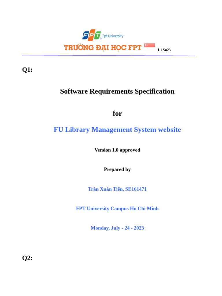 Swr302 Pe l1 Su23 Template | PDF | Software Engineering | Computer Science