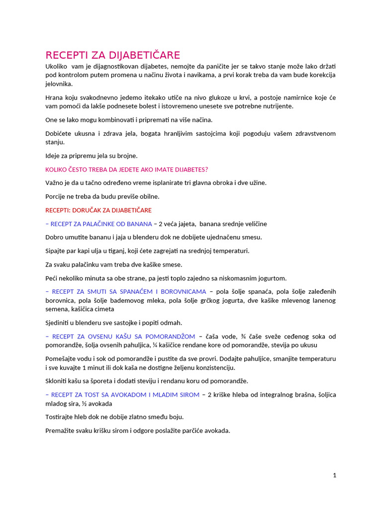 Mama - Plan Ishrane | PDF