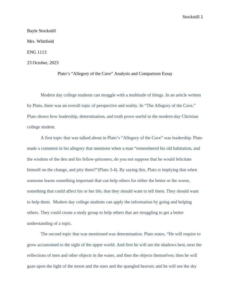 Plato’s Allegory of The Cave Essay | PDF