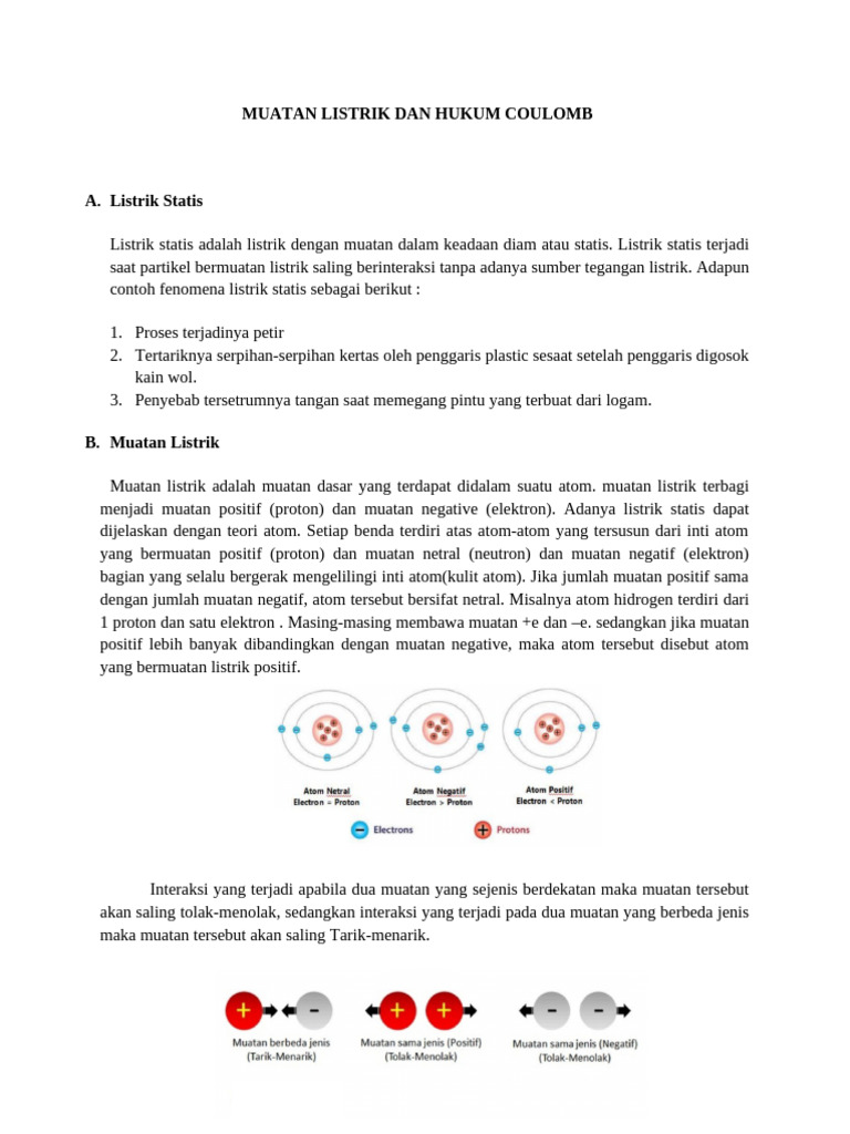 Muatan Listrik Dan Hukum Coulomb | PDF