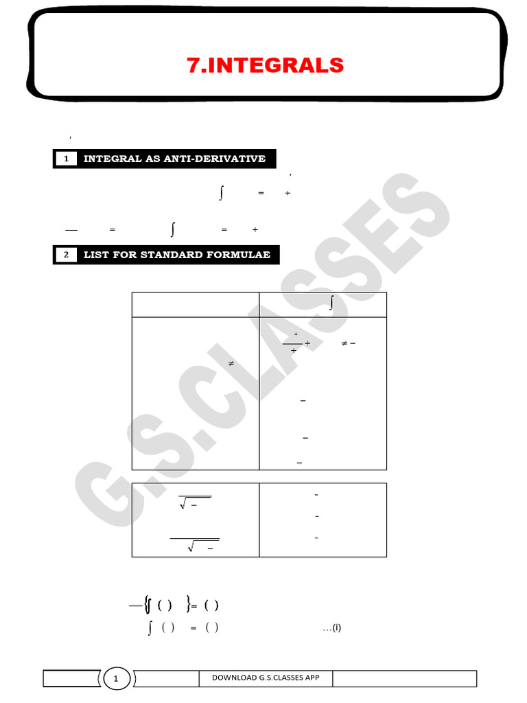 NCERT Integration Formulas Explained | PDF | Arithmetic | Complex Analysis
