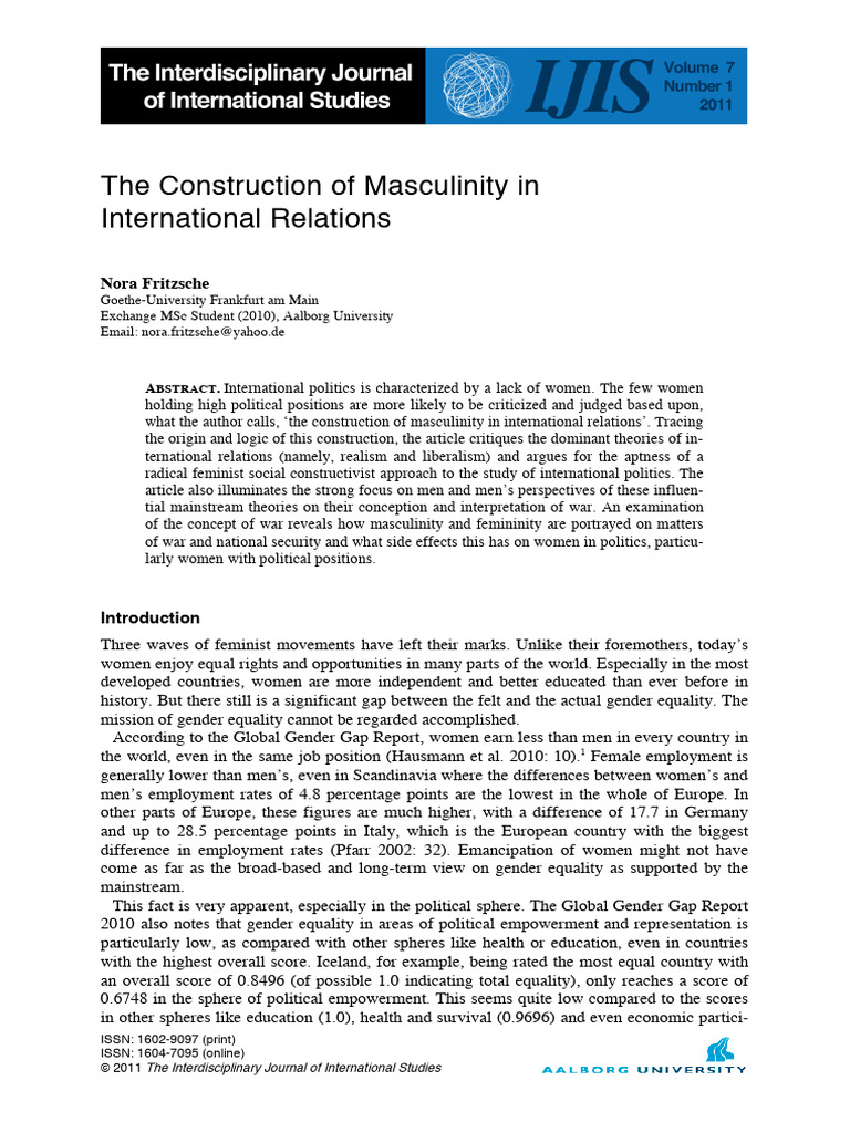 Construction of Masculinity in IR | PDF | Positivism | Gender