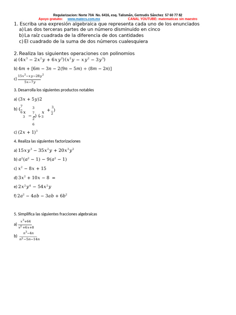 Algebra Examen ETS Vocacional IPN Resuelto | PDF