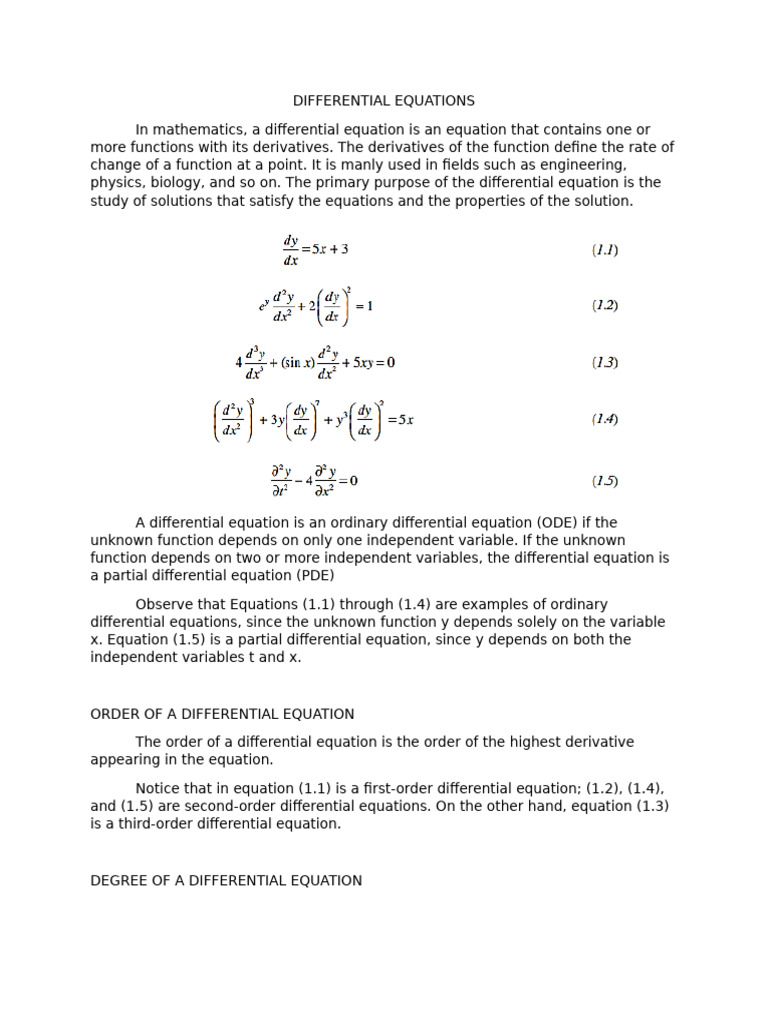 Differential Equations - Module 1 | PDF | Equations | Ordinary ...