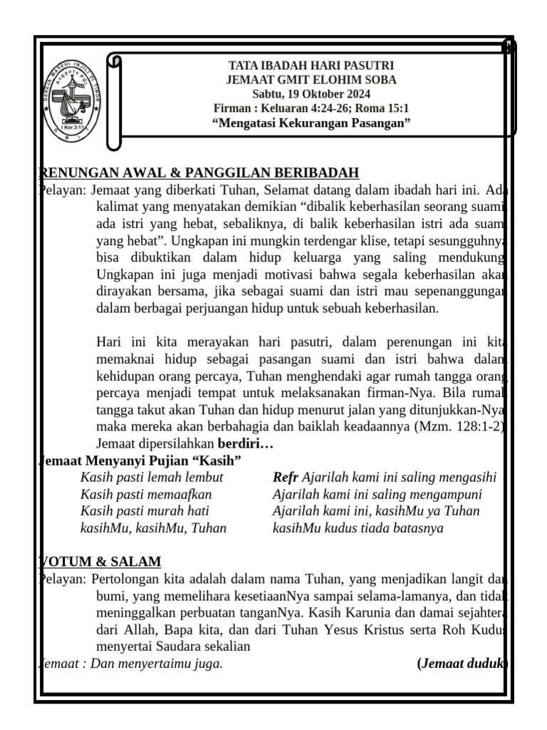 Ibadah Hari Pasutri: Mengatasi Kekurangan | PDF