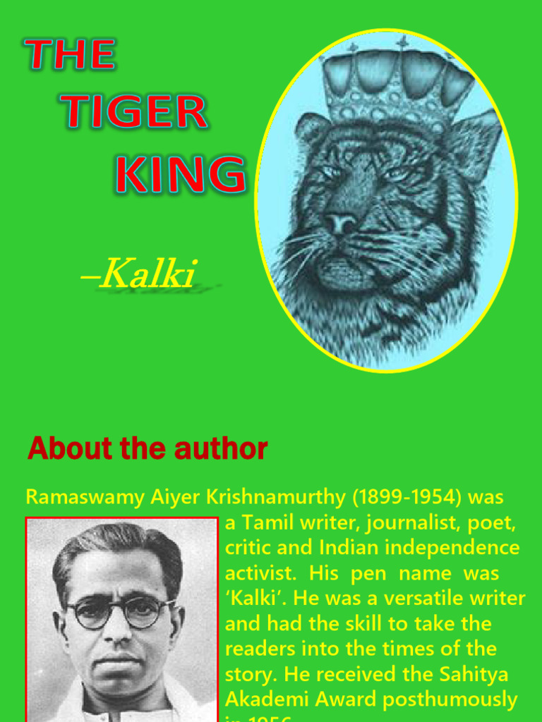 XII PPT Vistas THE TIGER KING | PDF | Kalki Krishnamurthy