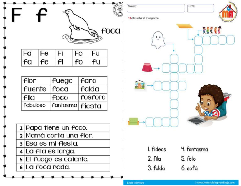 Repaso Letra F | PDF