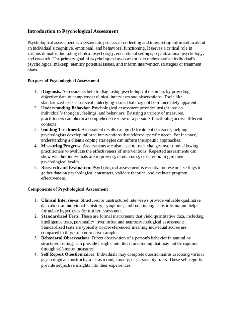 Introduction to Psychological Assessment | PDF | Validity (Statistics ...