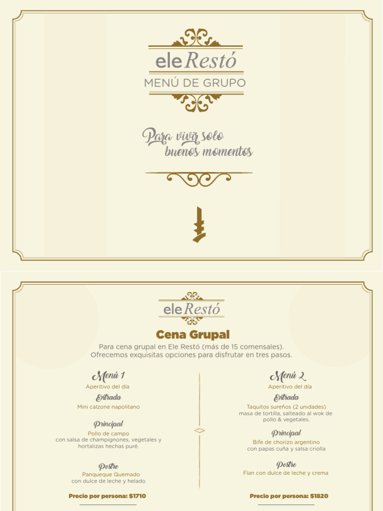 Menu de Grupo Ele Resto 22.01 | PDF | Alimentos | Cocina