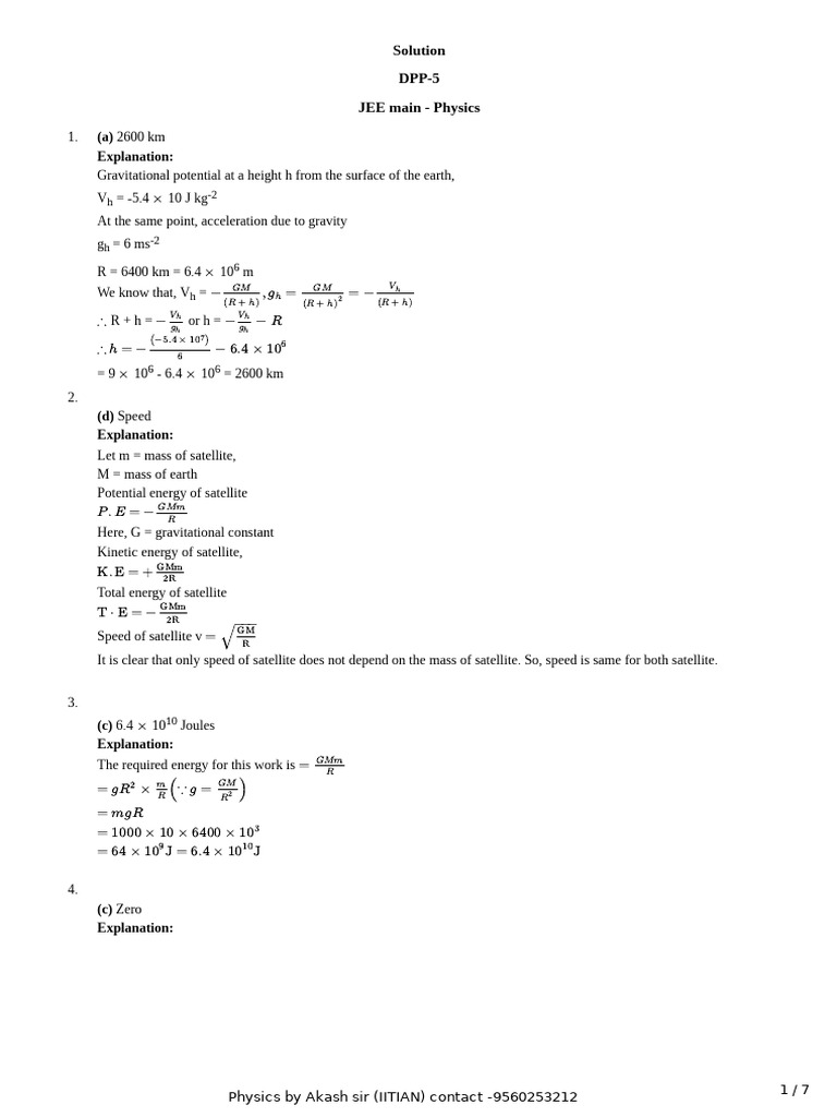 solution-1649794 | PDF | Gravity | Mass