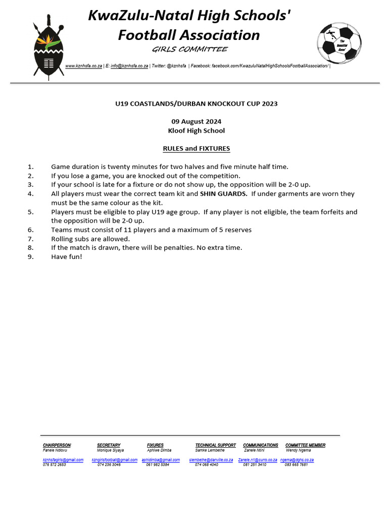 Knockout Cup Rules and Fixtures 2024 | PDF | Association Football | Sports