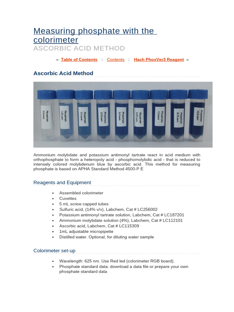 Phosphate Measurement Using Colorimeter | PDF