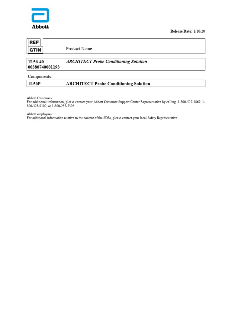 ARCHITECT Probe Conditioning Solution- ABBOTT | PDF | Occupational ...